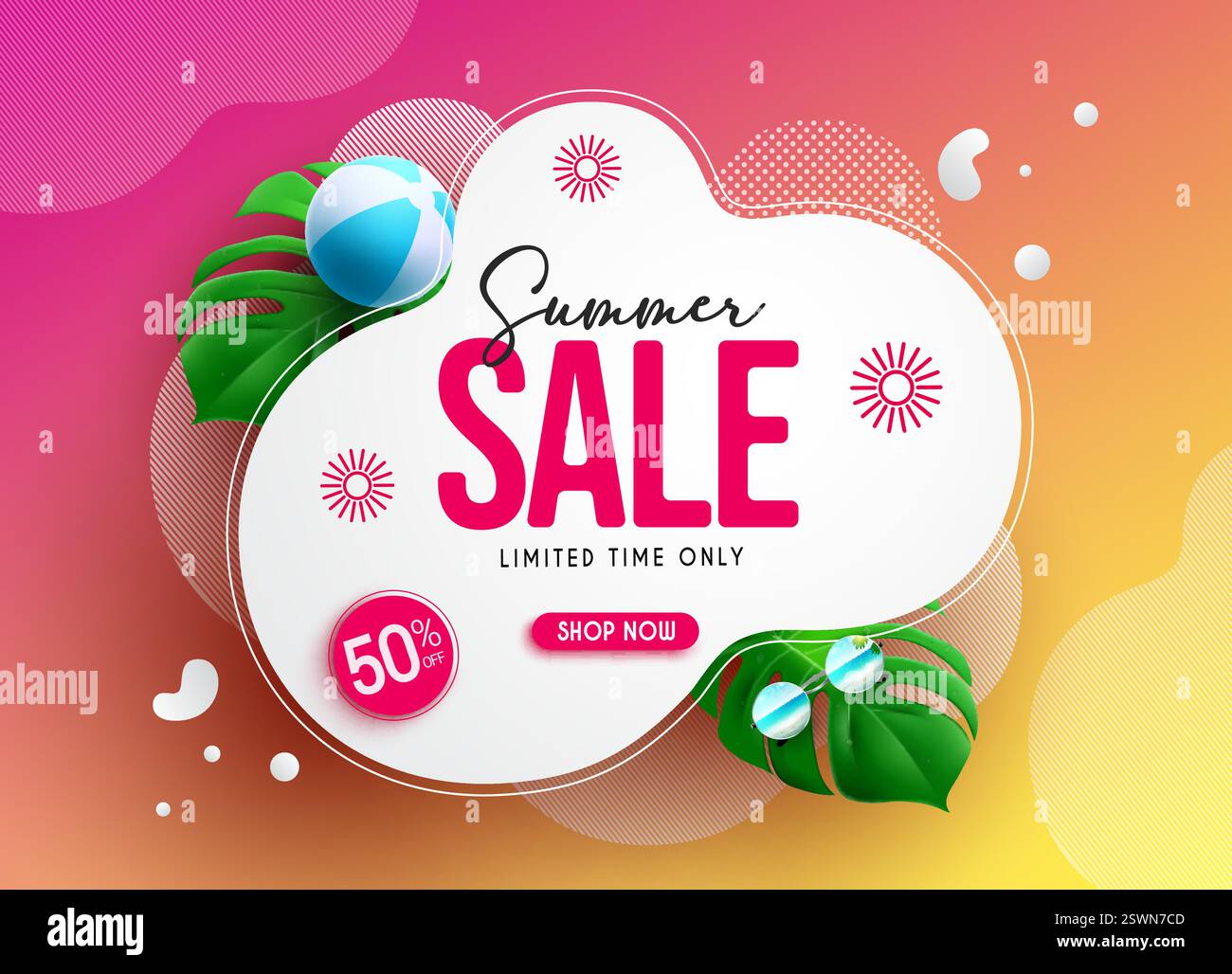 Summer sale vector banner design. Summer sale text in abstract shape ...