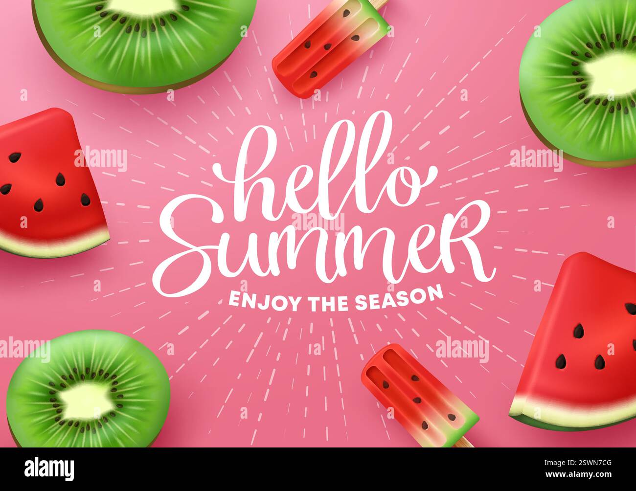 Hello summer vector background design. Hello summer greeting text with ...