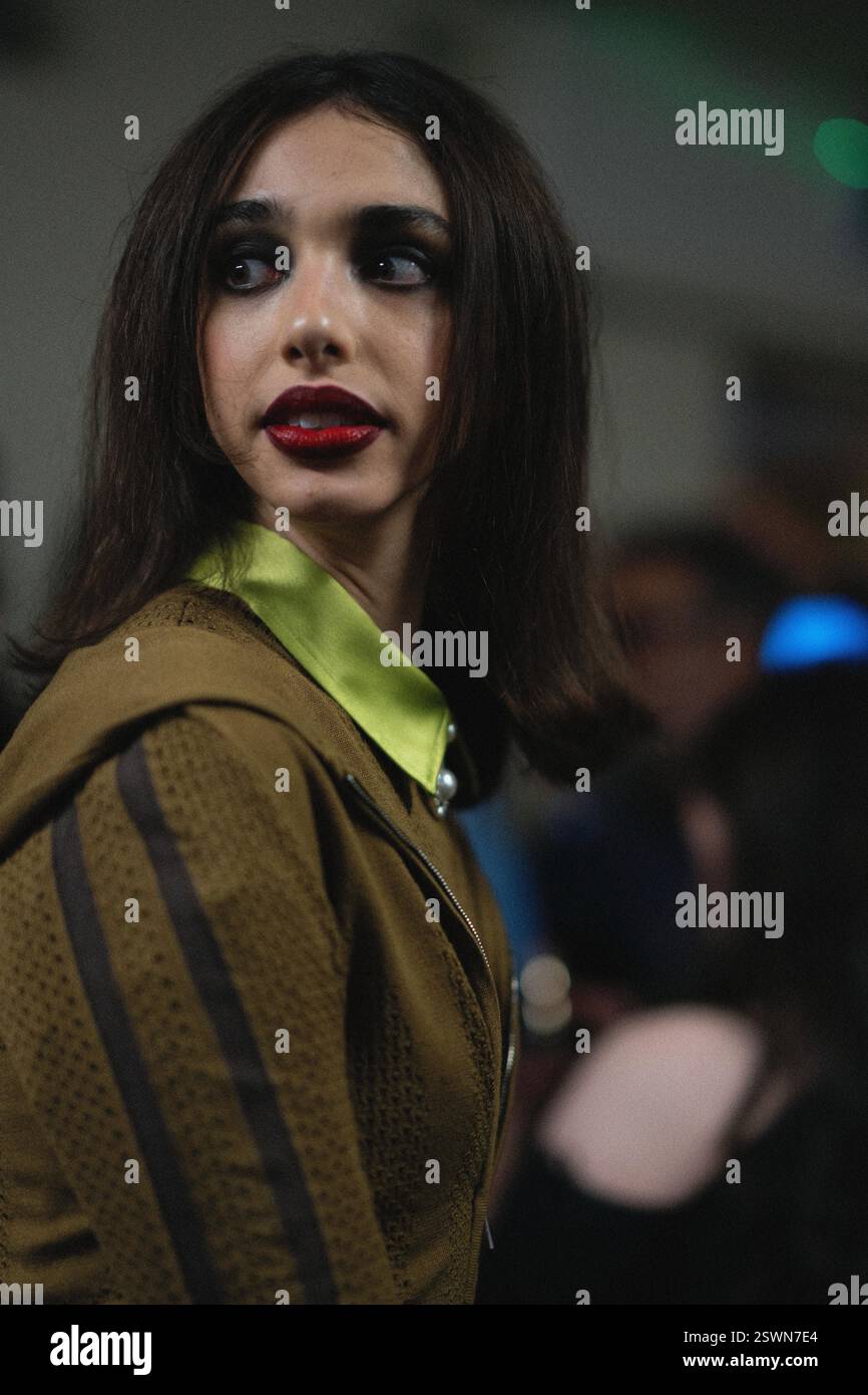 London, UK. 21 February, 2025. Backstage at the Mark Fast fashion show ...