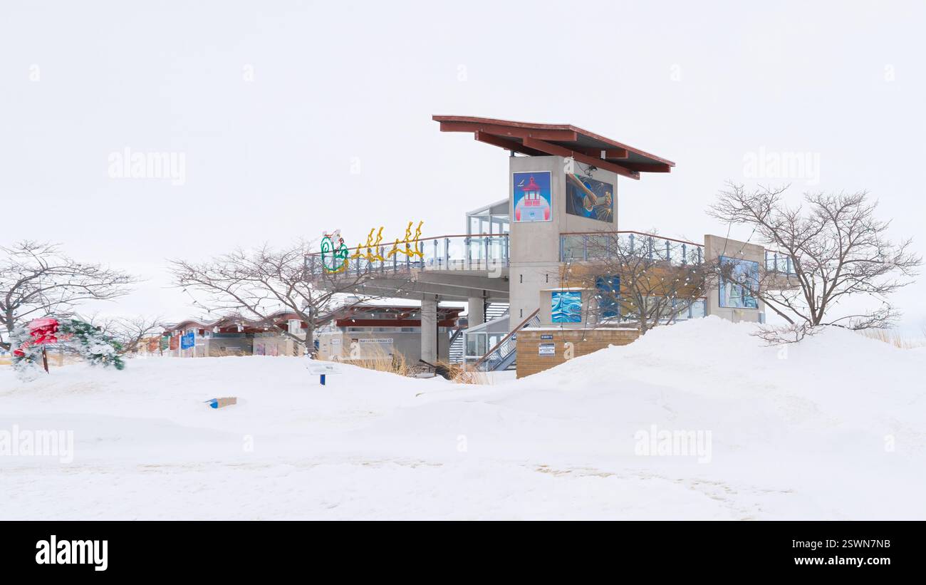 Grand Bend Information Centre and Beach viewing platform phtographed on ...