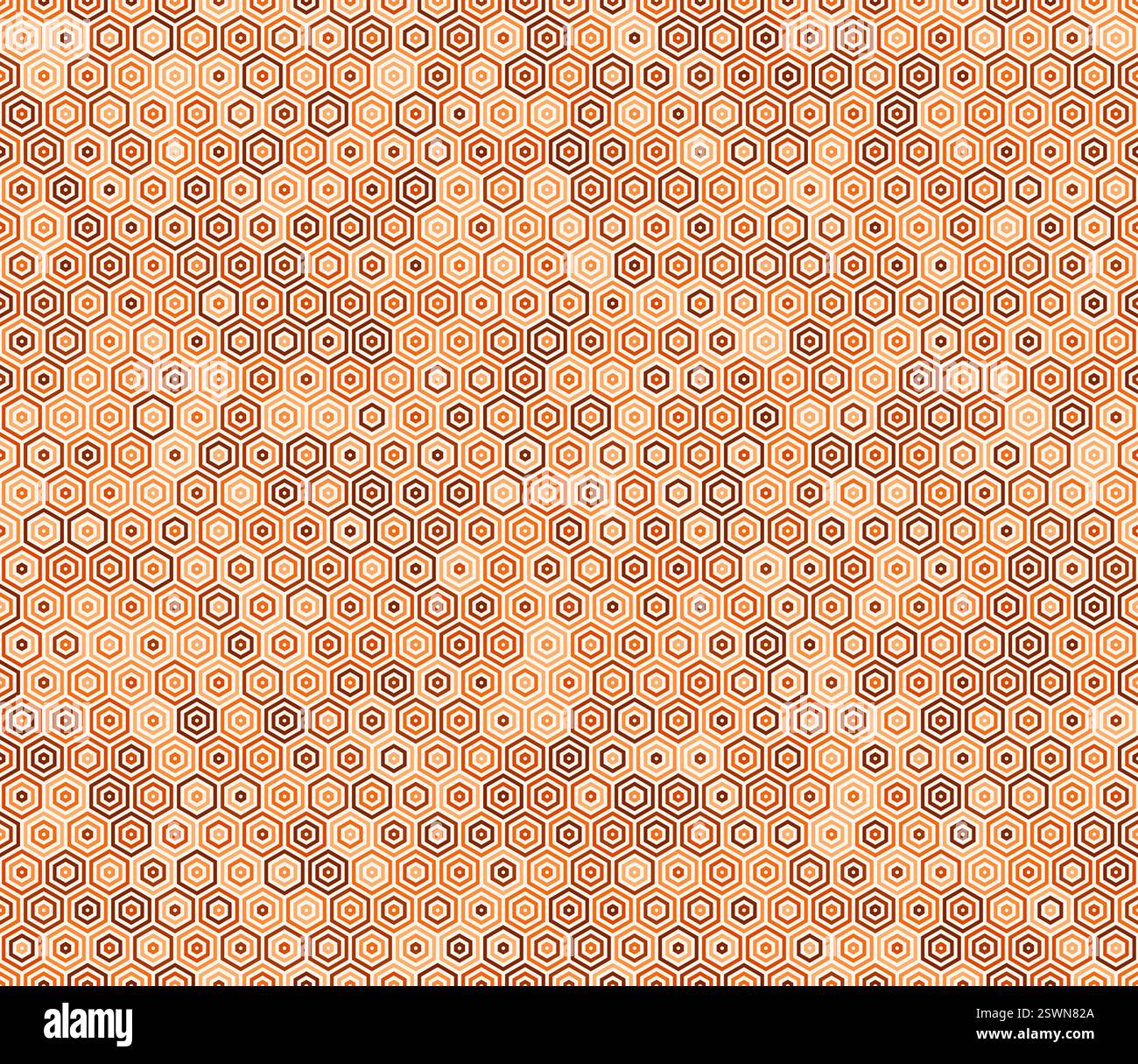 Pattern of hexagon shapes. Stacked hexagon bold mosaic cell. Orange color tones. Hexagon shapes ...