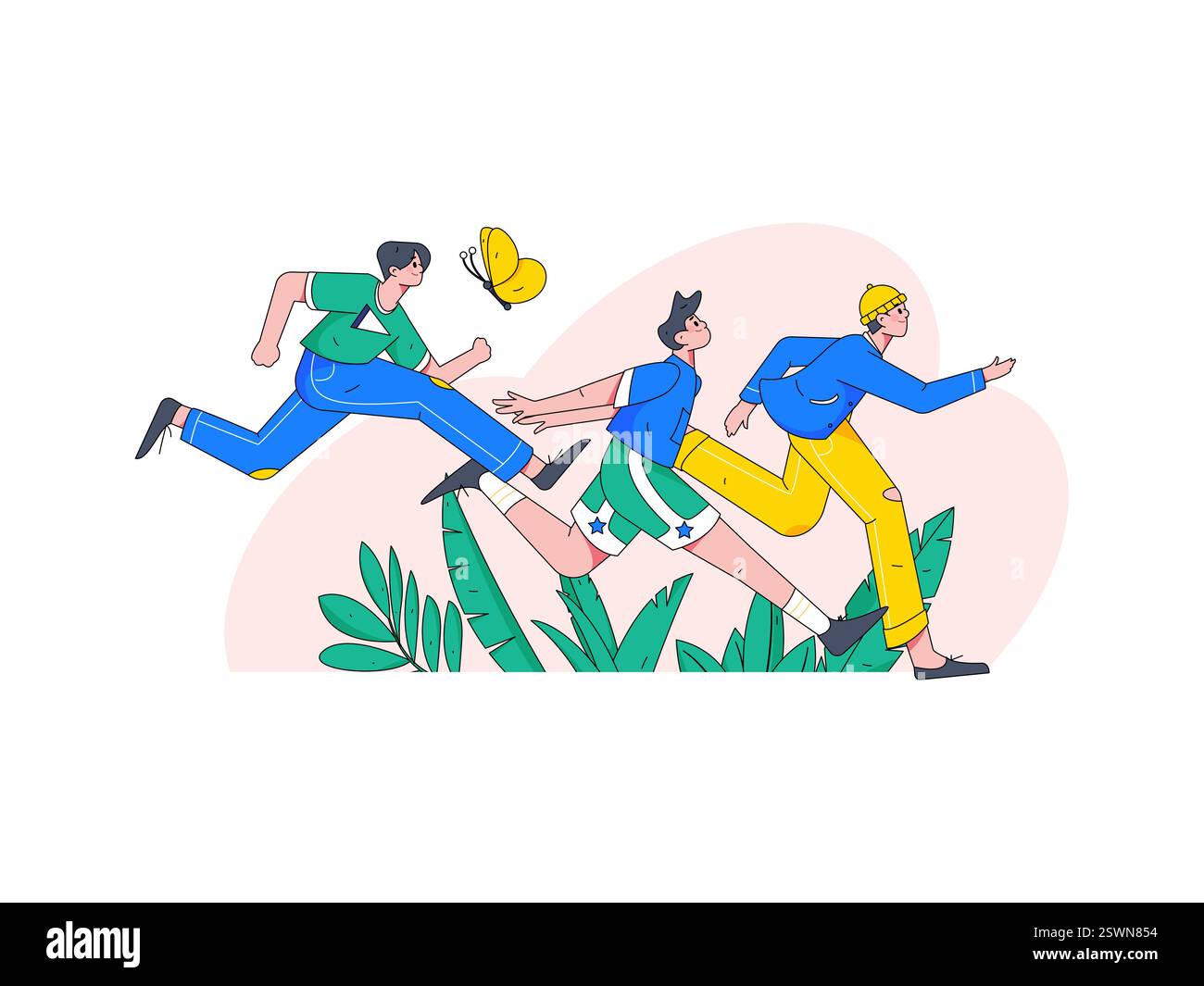 People exercising healthy running vector internet operation ...