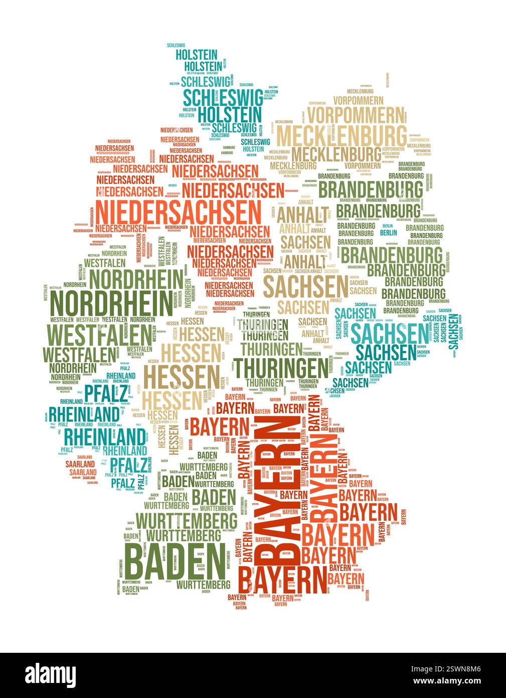 Germany Word Cloud. Country shape with region division. Germany ...