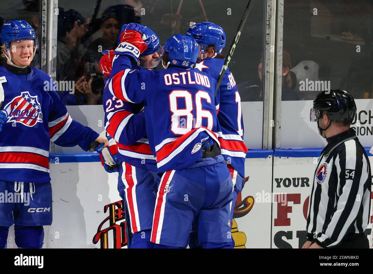 Rochester, New York, USA. 21st Feb, 2025. Rochester Americans players ...