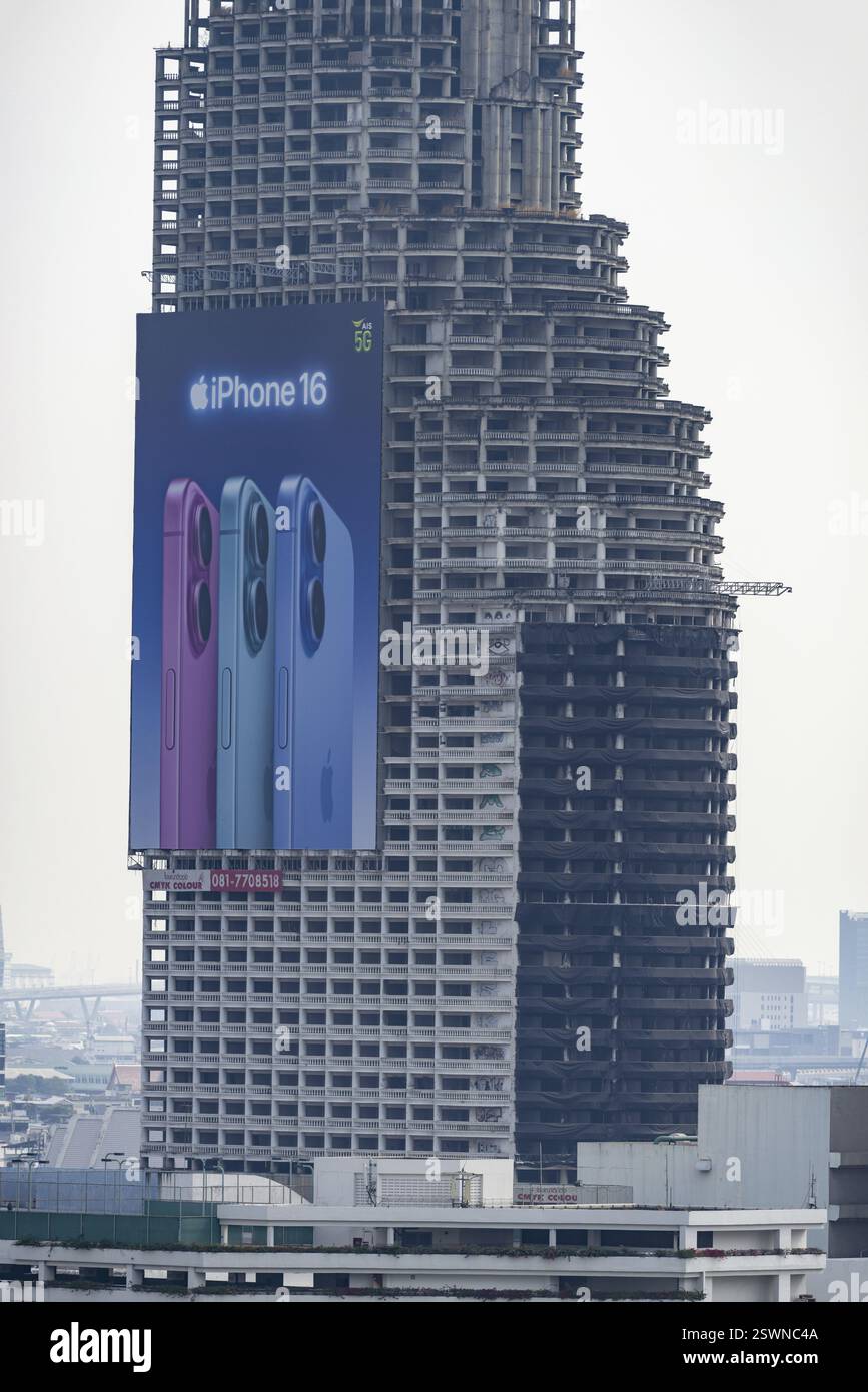 Sathorn Unique Tower, ghost tower, unfinished ruined building, with ...