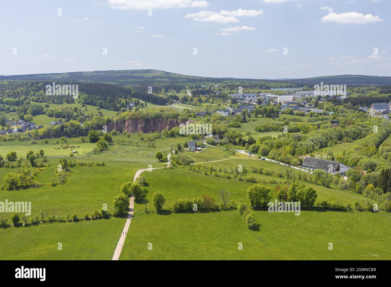 View from the observation tower on the Geisingberg of Altenberg with ...