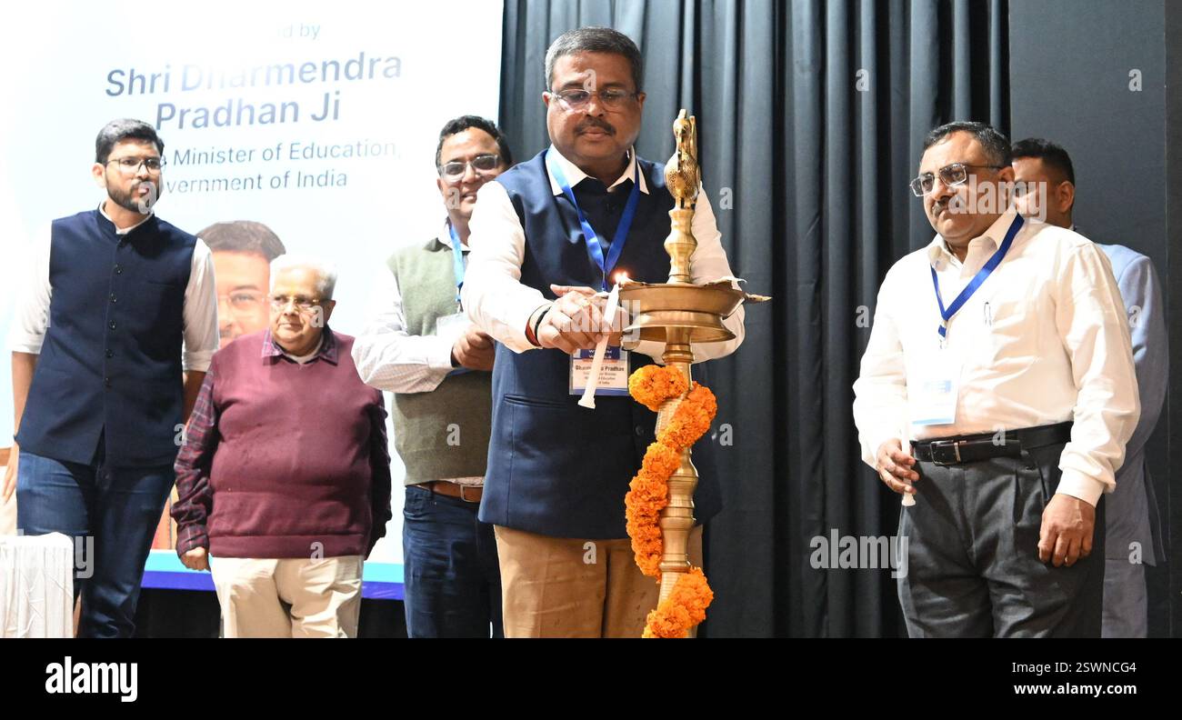 NEW DELHI, INDIA - FEBRUARY 21: Union Education Minister Dharmendra ...