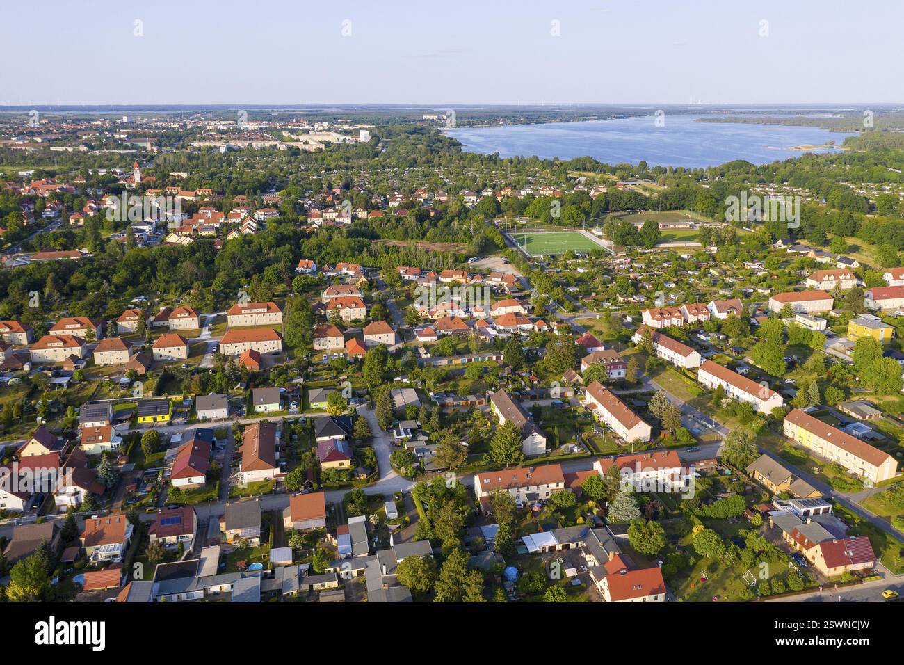 Aerial view of Brieske, the garden city of Marga and Senftenberg with ...