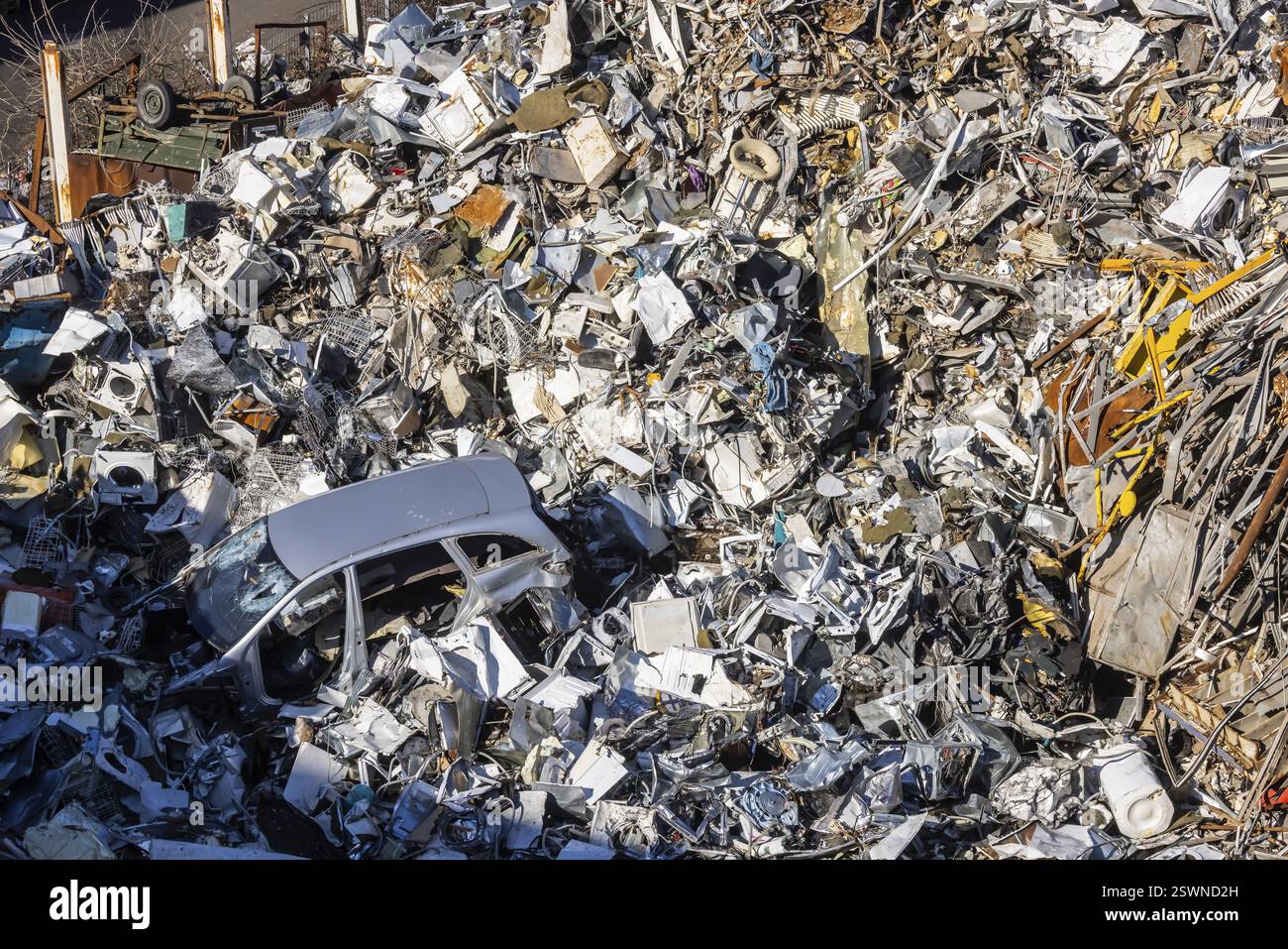 Storing metals in a scrapyard in the harbour: scrap metal is a valuable ...