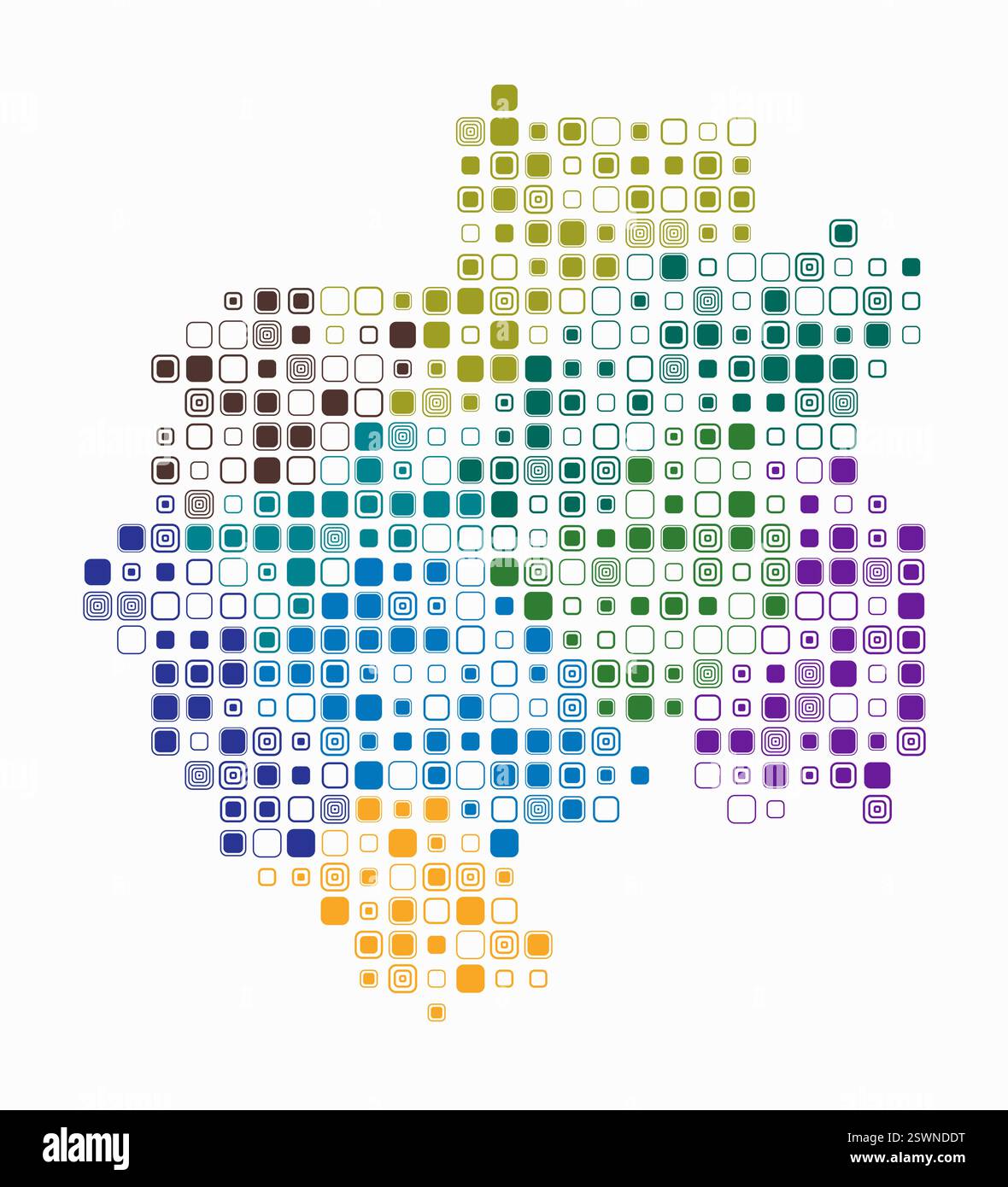 Gabon, shape of the country built of colored cells. Digital style map ...