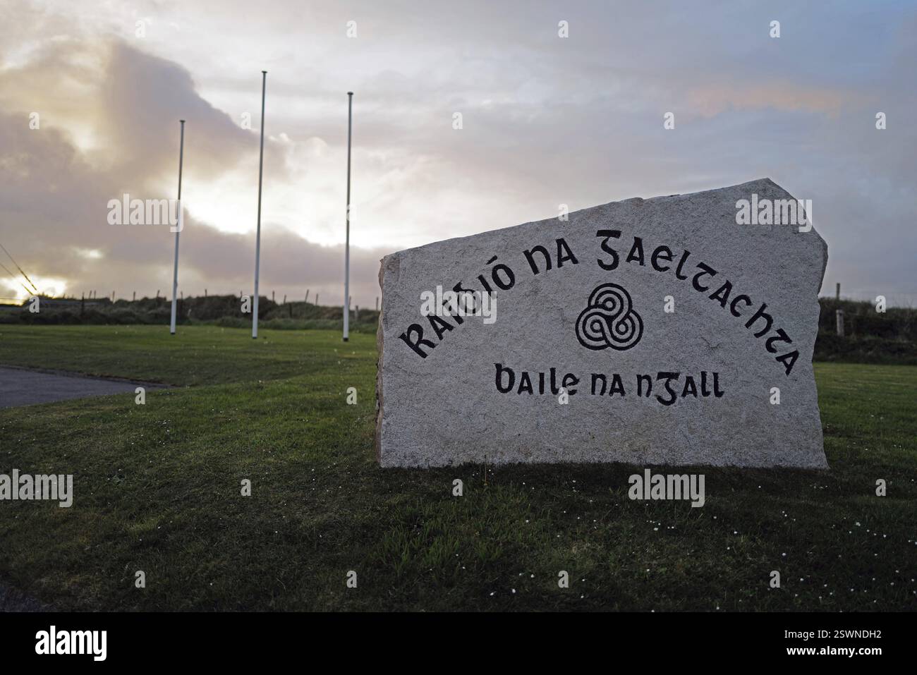 The entrance sign to Raidio na Gaeltachta, the Irish-language radio ...