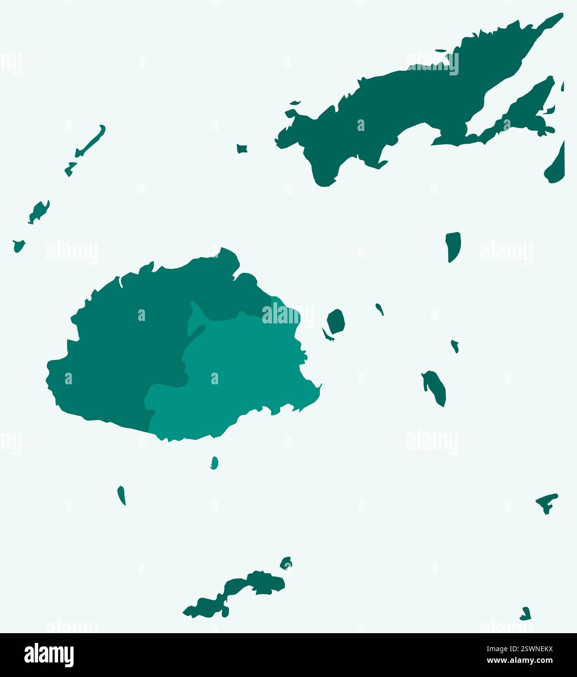 Map of Fiji with regions. Just a simple country border map with region ...