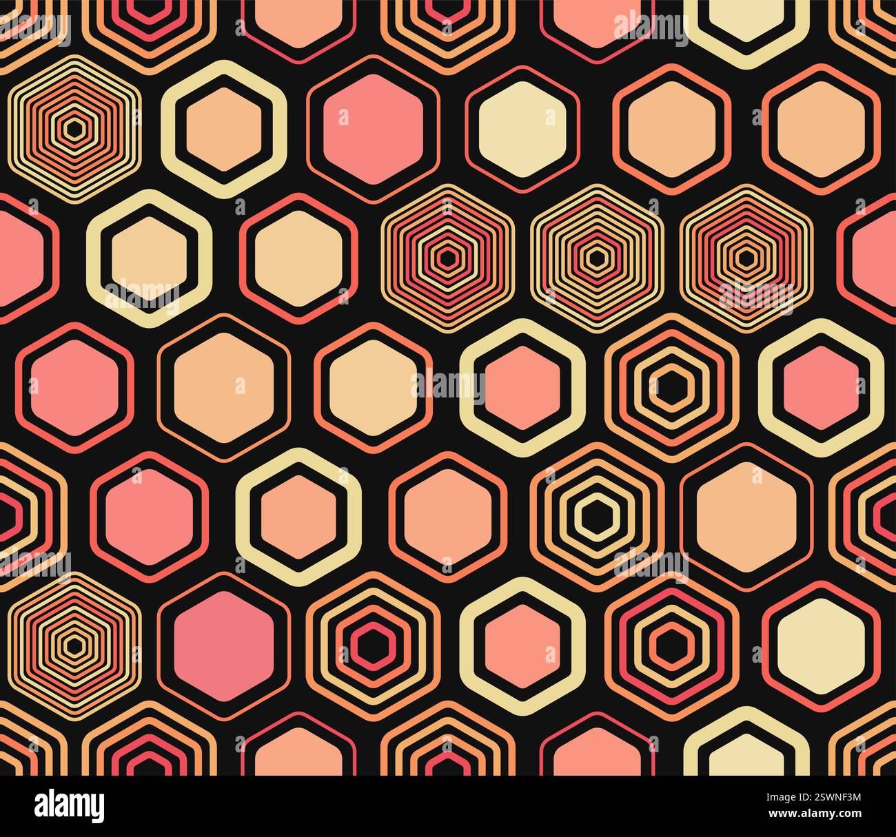 Mosaic hexagon shapes background. Geometric shapes of varied style and color. Large hexagon ...