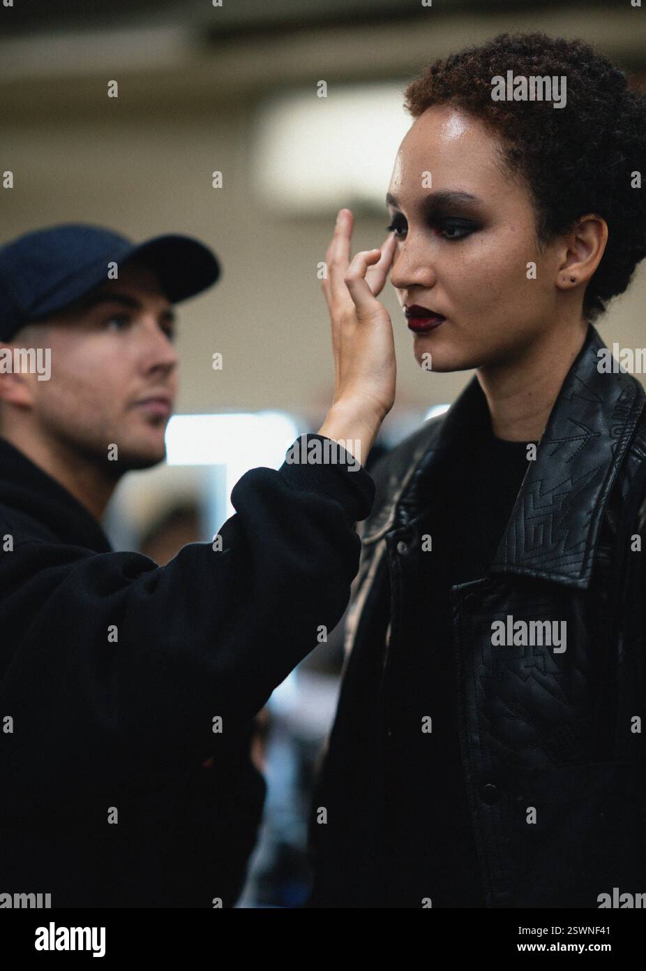London, UK. 21 February, 2025. Backstage at the Mark Fast fashion show ...