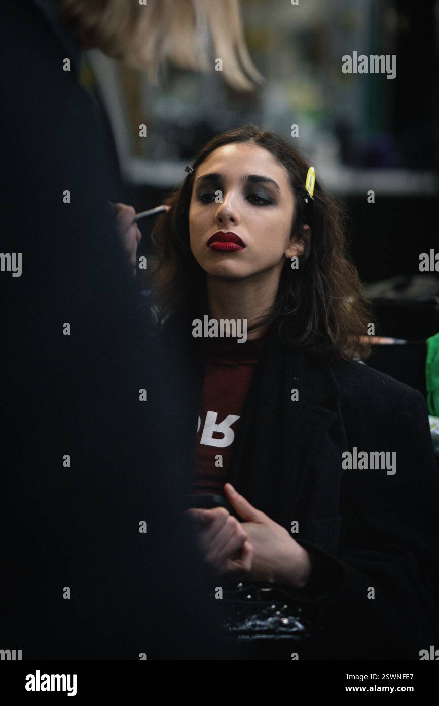 London, UK. 21 February, 2025. Backstage at the Mark Fast fashion show ...