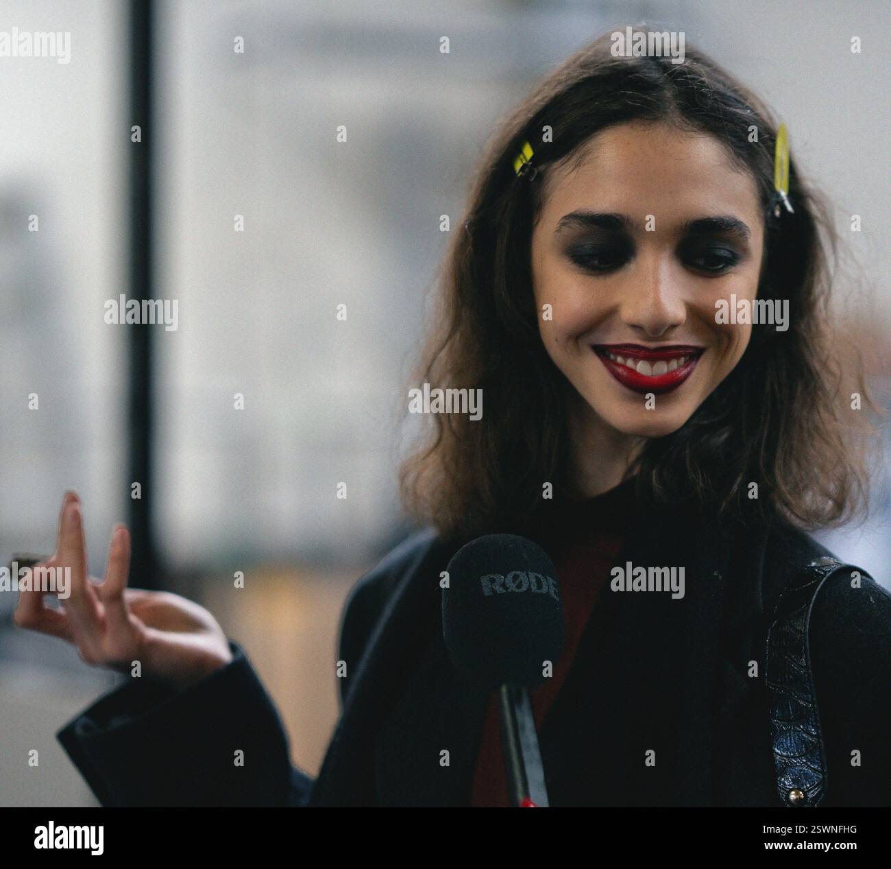 London, UK. 21 February, 2025. Backstage at the Mark Fast fashion show ...