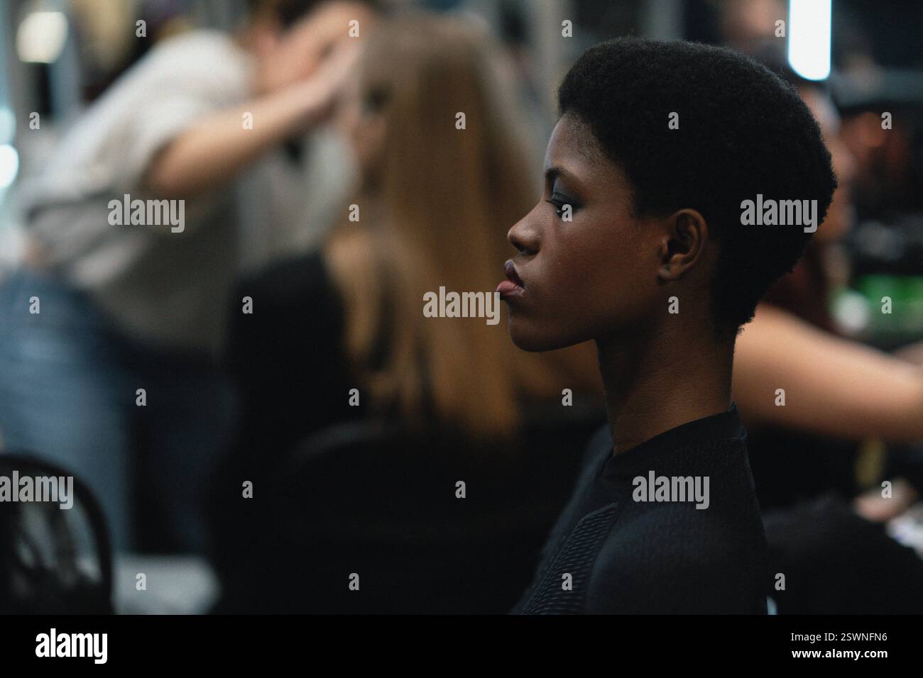 London, UK. 21 February, 2025. Backstage at the Mark Fast fashion show ...