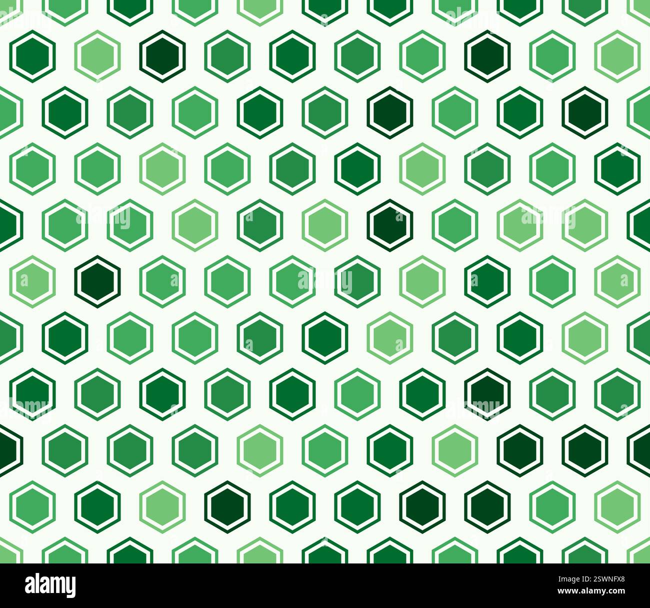 Mosaic background. Hexagon bold mosaic cell with padding and inner solid cells. Green color ...