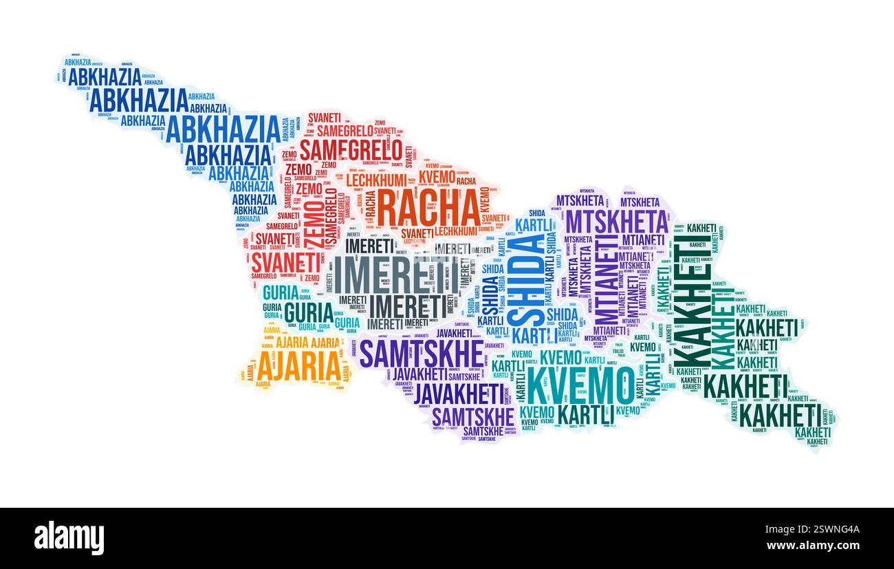 Georgia region word cloud. Country shape design. Georgia colored ...