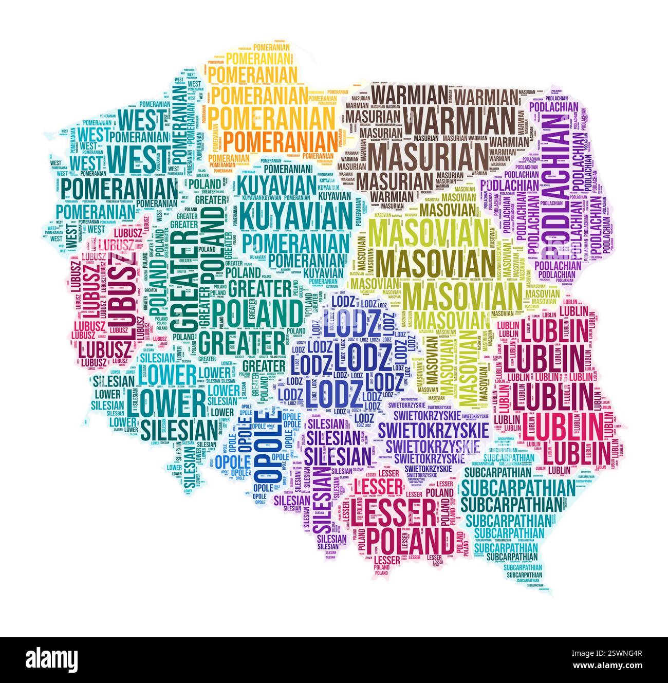 Poland region word cloud. Country shape design. Poland colored ...