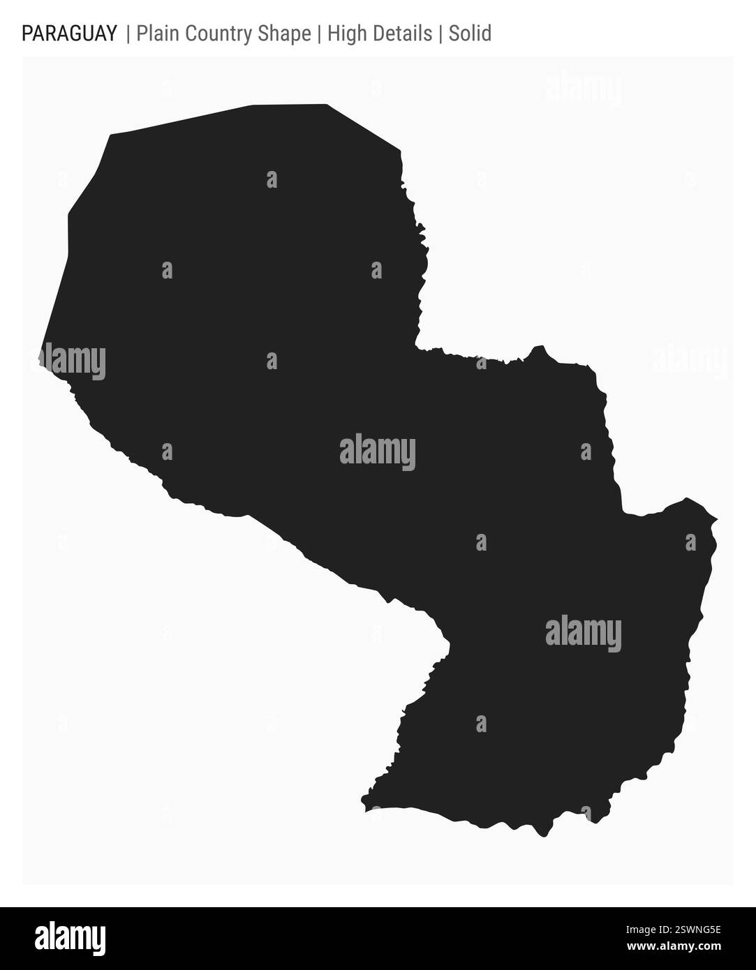 Paraguay plain country map. High details. Solid style. Shape of ...