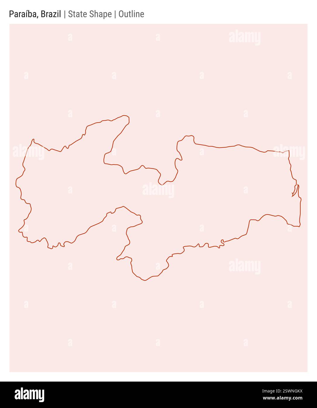 Paraiba, Brazil. Simple vector map. State shape. Outline style. Border ...