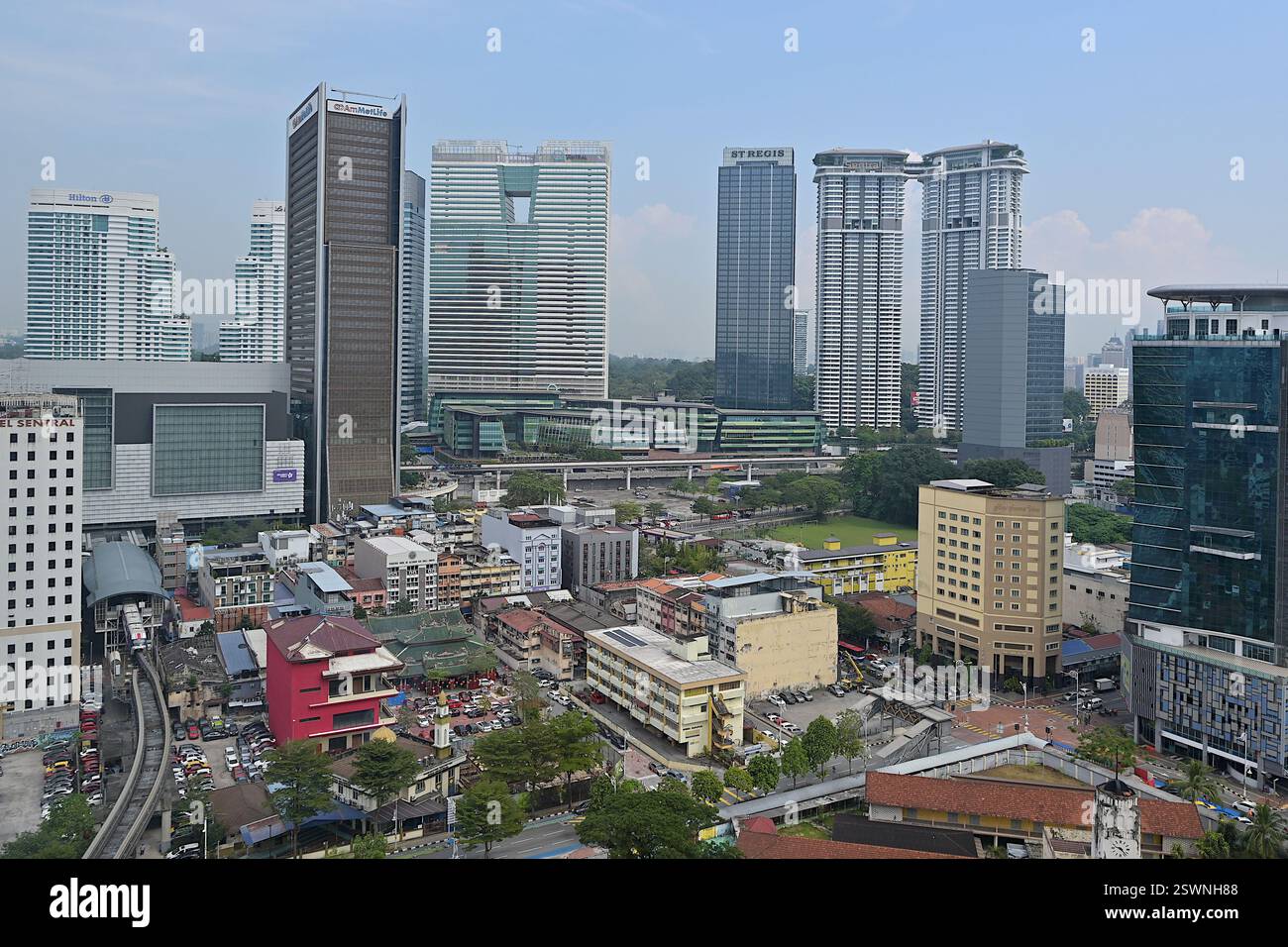 View of traditional shophouses in Brickfields neighborhood, surrounded ...