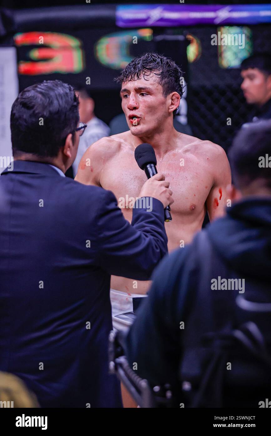 FEBRUARY 21ST 2025, Monterrey, Nuevo León, Mexico; Emilio Saavedra vs Santiago Prieto fighting ...