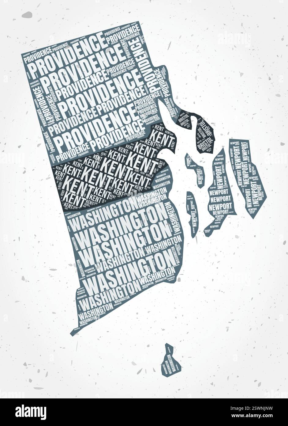 Rhode Island counties word clouds. State shape on textured background ...
