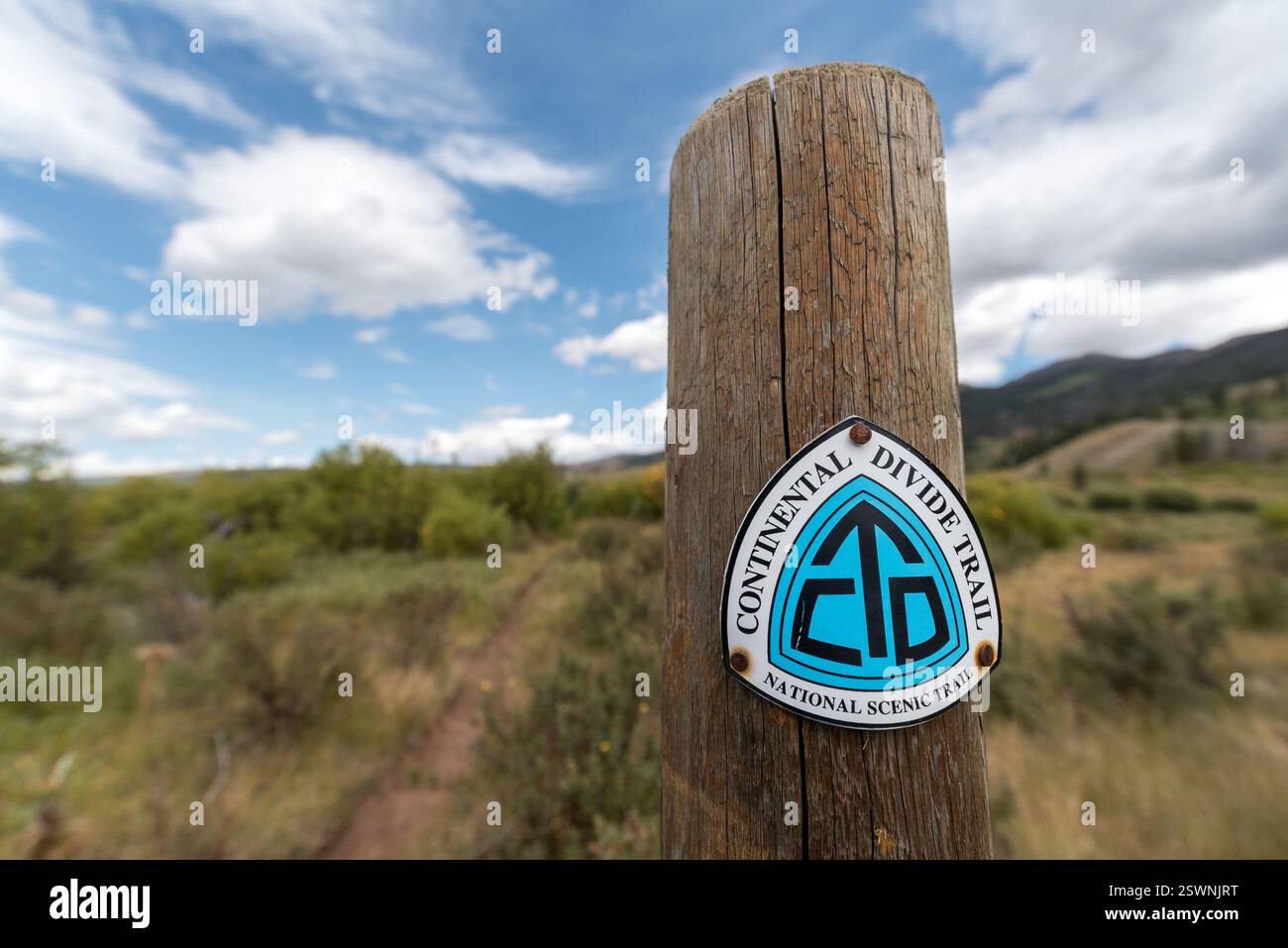 Continental Divide Trail marker, Wind River Range, Wyoming Stock Photo ...