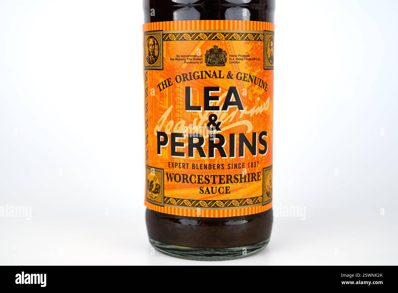 Lea and Perrins Worcestershire Sauce label close up – Wales, UK – 18 ...