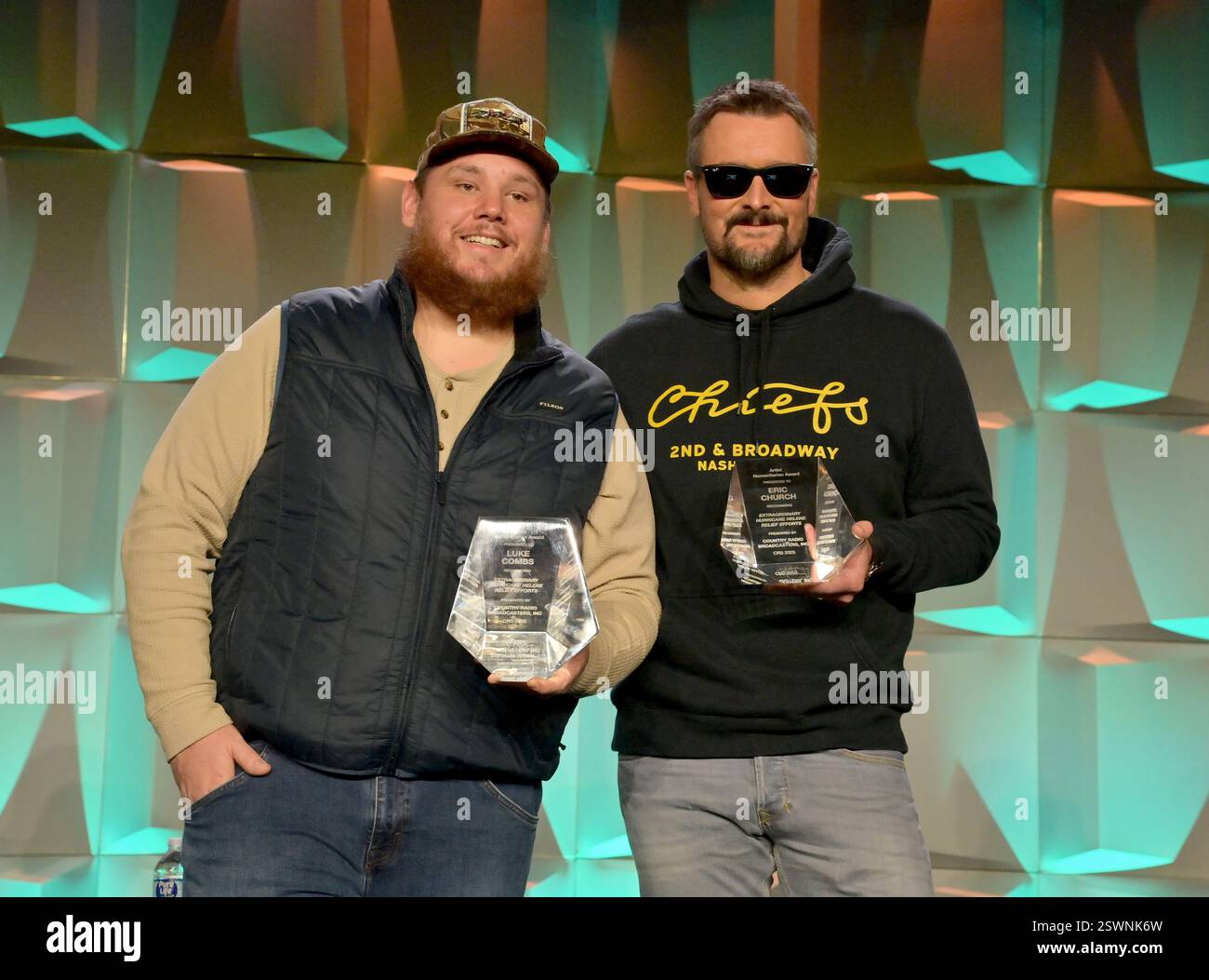 Luke Combs and Eric Church presented the Humanitarian Award onstage ...