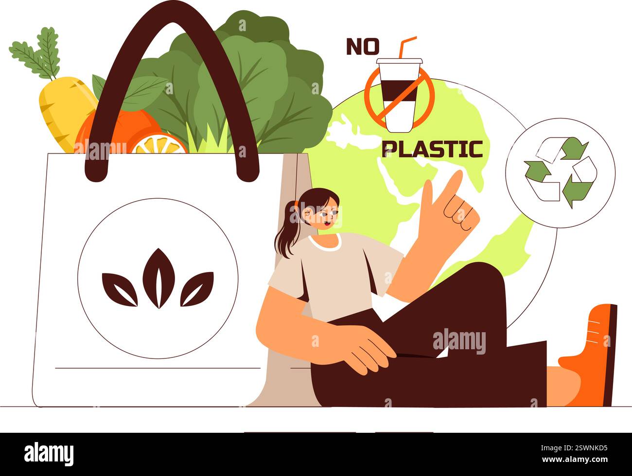 Zero Waste Lifestyle Illustration featuring Plastic Waste Being Sorted Into a Recycling Bin to ...