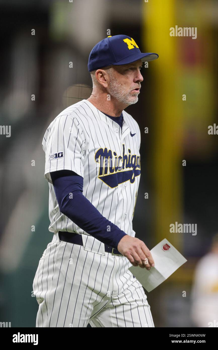 February 21, 2025: Michigan Head Coach Tracy Smith makes his way back ...