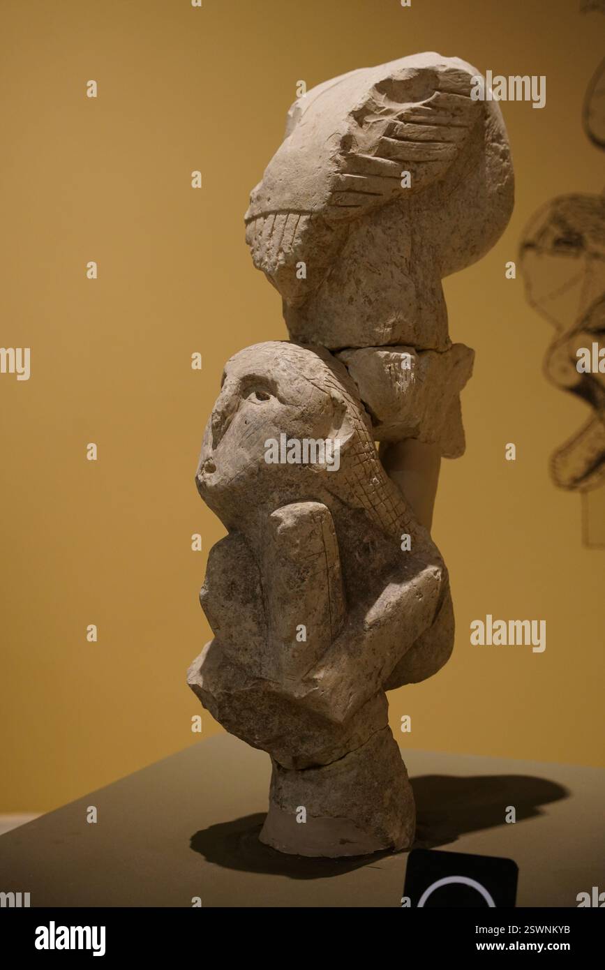 SANLIURFA, TURKIYE - FEBRUARY 02, 2025: Statue from Gobekli Tepe in ...