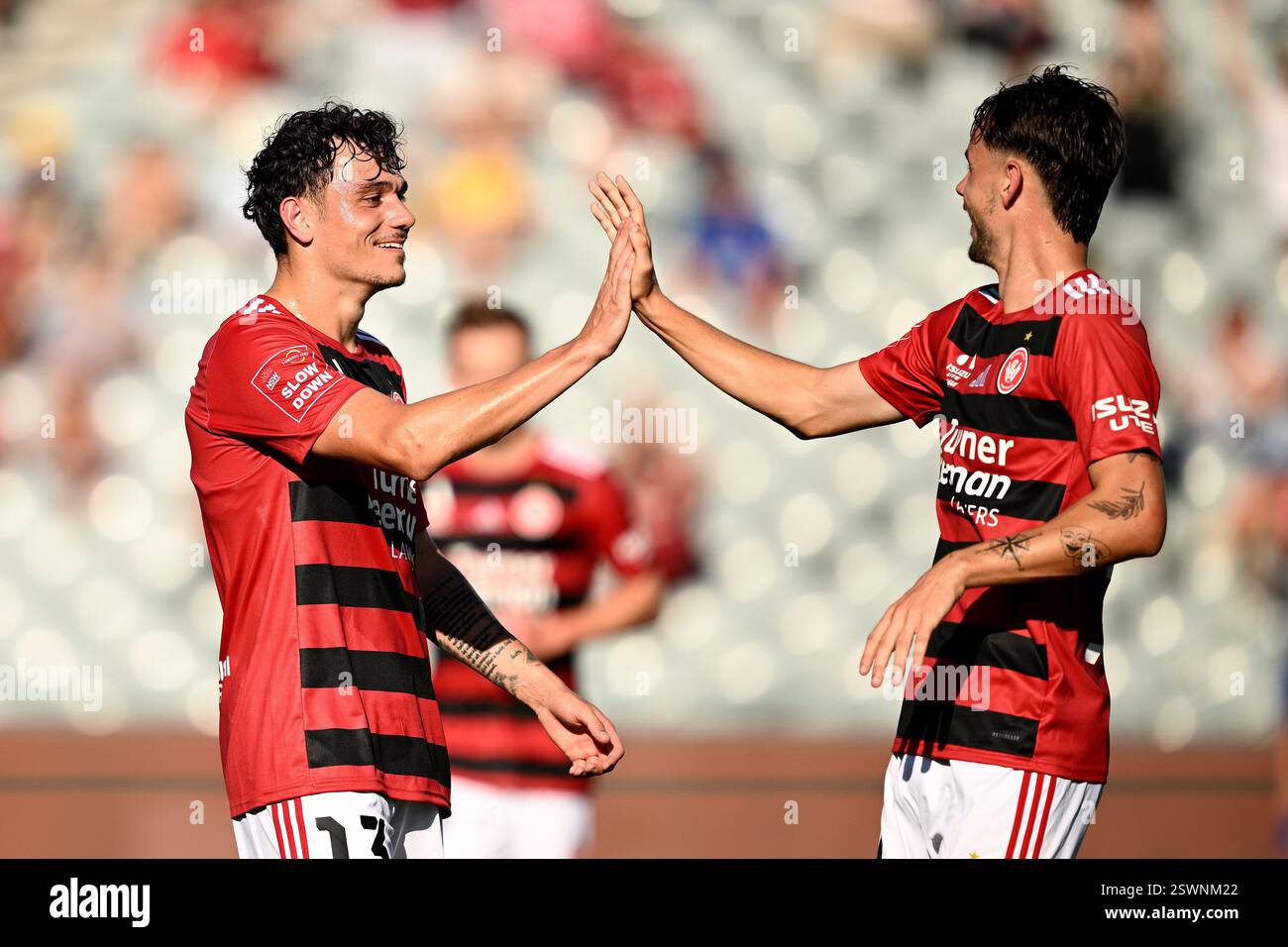 Gosford, Australia. 22nd Feb, 2025. Dean Pelekanos of the Wanderers ...