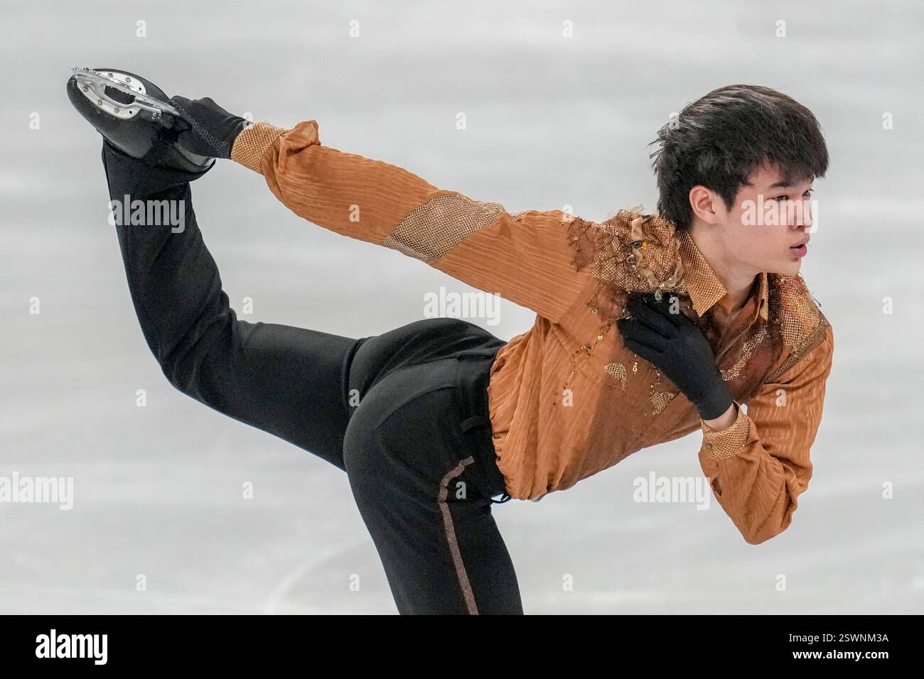 Kim Hyung-yeom of South Korea, performs during the men's free skating ...