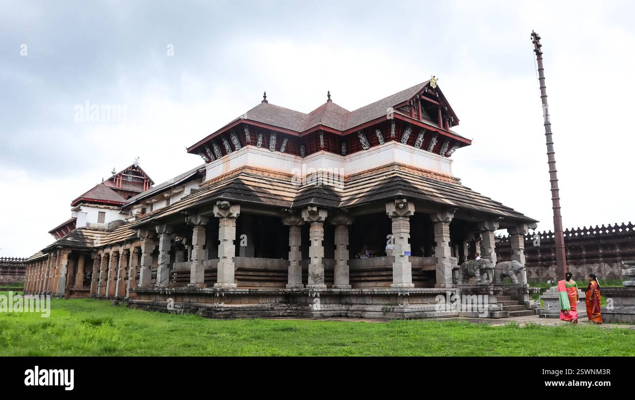 India, Karnataka, Mudbidri, View of Ancient 15th Century Saavira ...