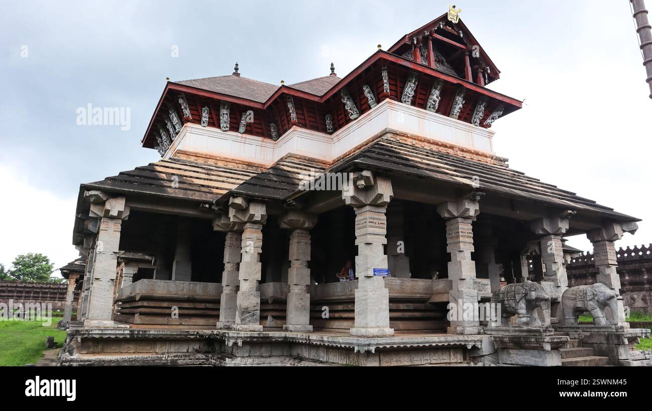 India, Karnataka, Mudbidri, View of Ancient 15th Century Saavira ...