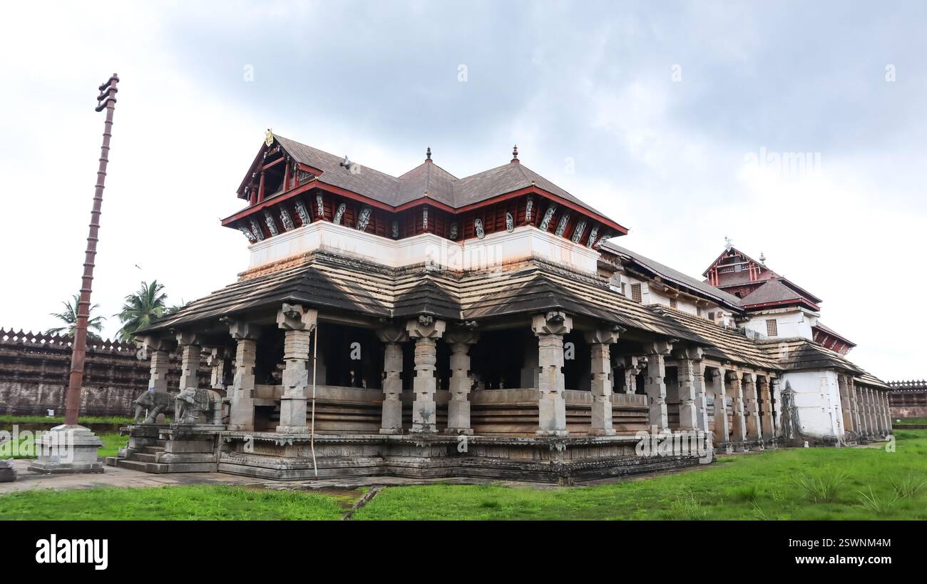 India, Karnataka, Mudbidri, View of Ancient 15th Century Saavira ...