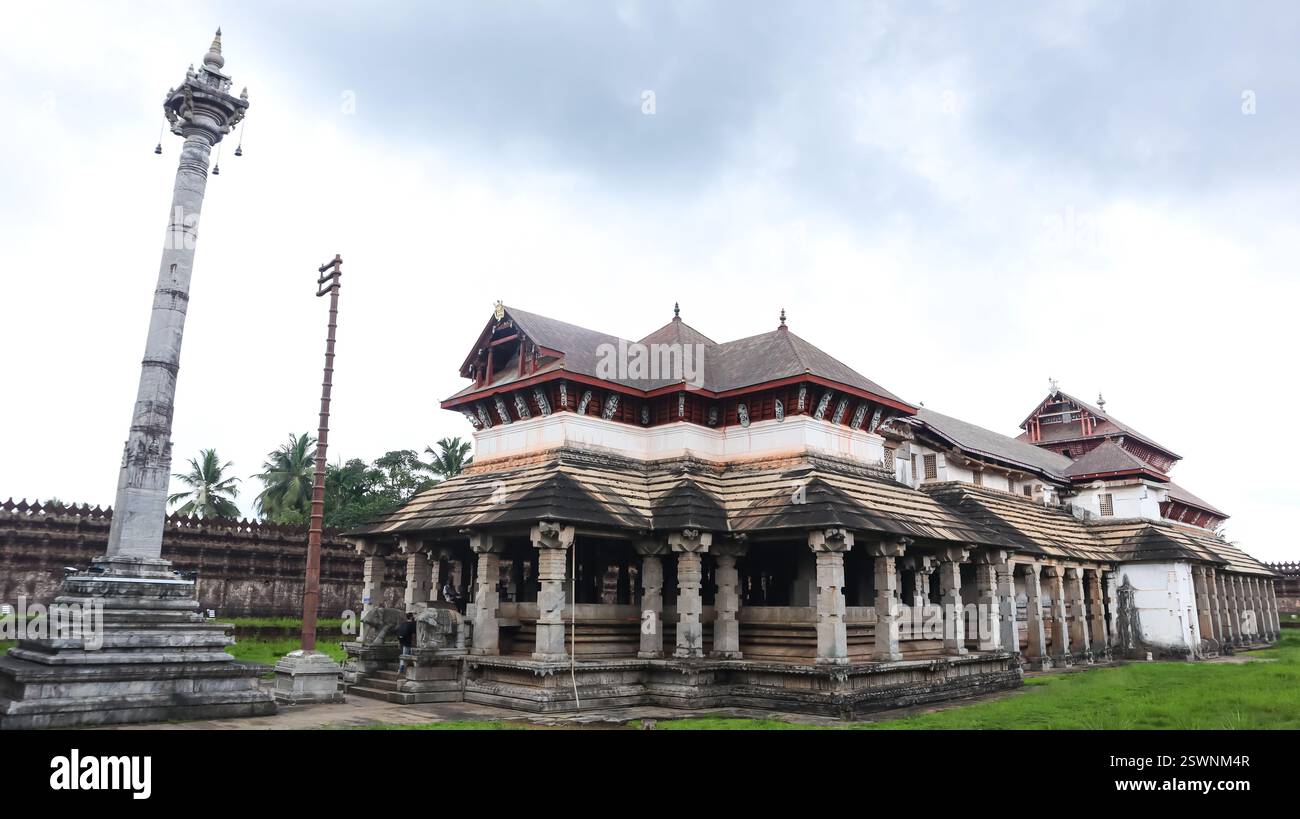 India, Karnataka, Mudbidri, View of Ancient 15th Century Saavira ...