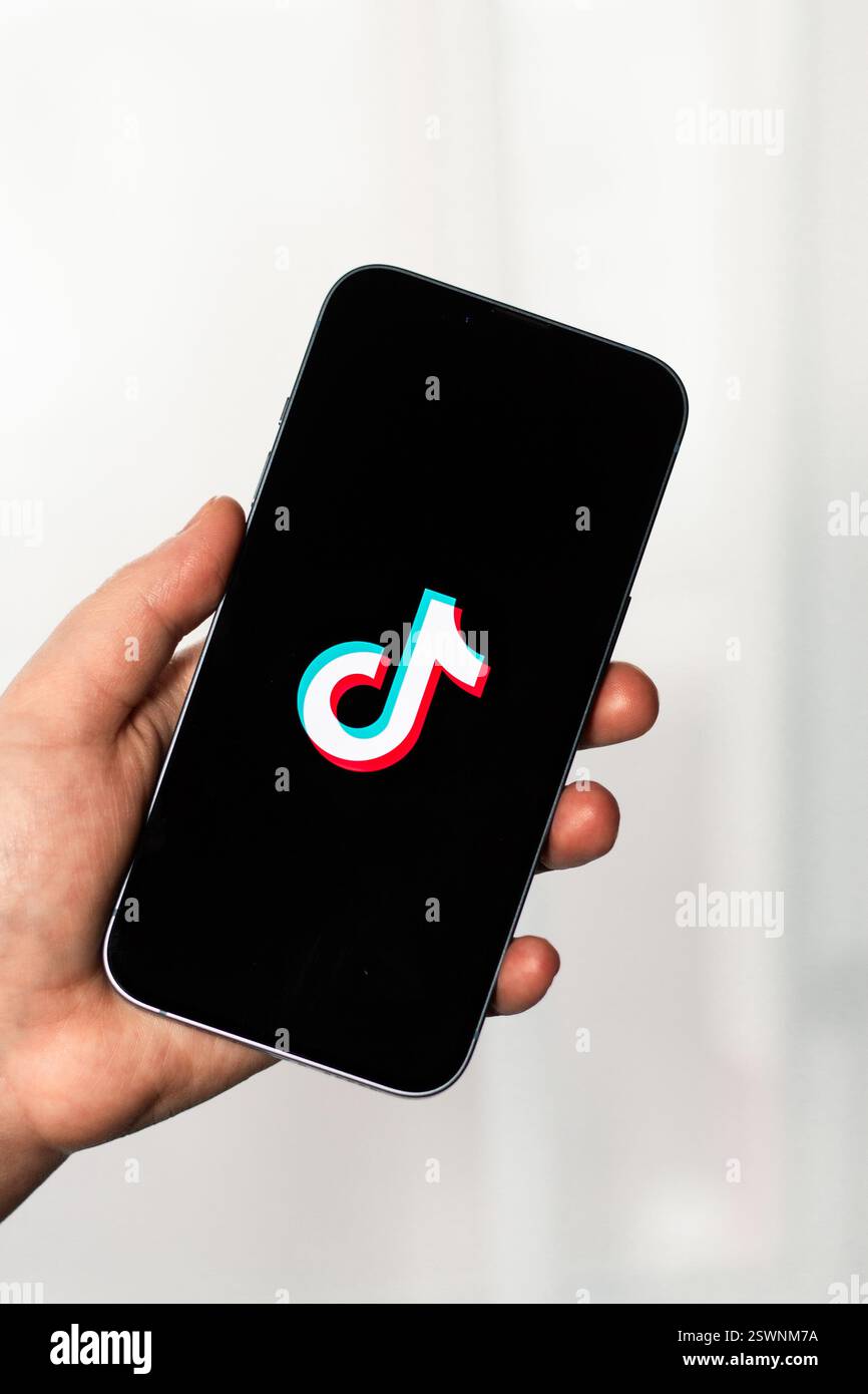 Kaliningrad, Russia. 15/01/2025. Vertical image of Tik Tok app on ...