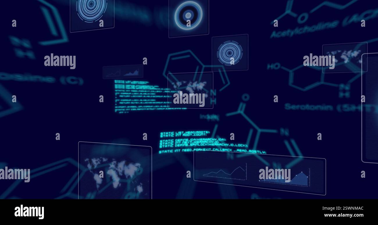 Image of chemical formula and data processing over scope scanning Stock ...