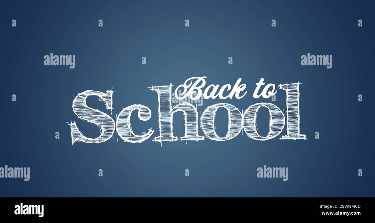Image of back to school text on blue background Stock Photo - Alamy