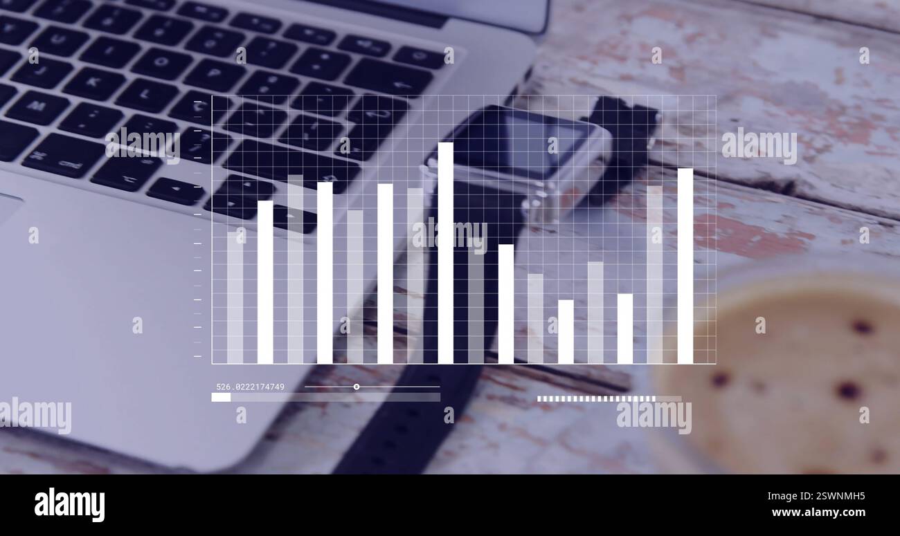 Image of digital data processing over smartwatch and laptop Stock Photo - Alamy