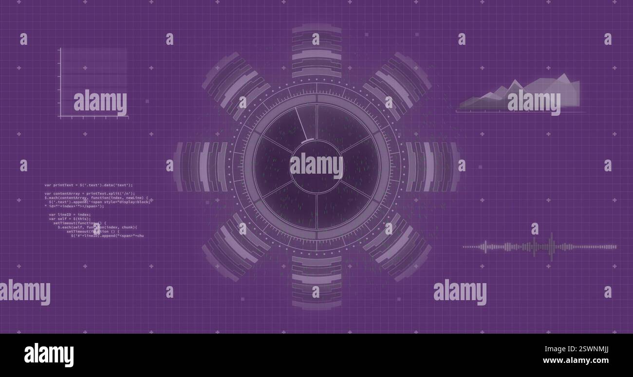 Image of scope scanning over diagrams and data processing Stock Photo - Alamy