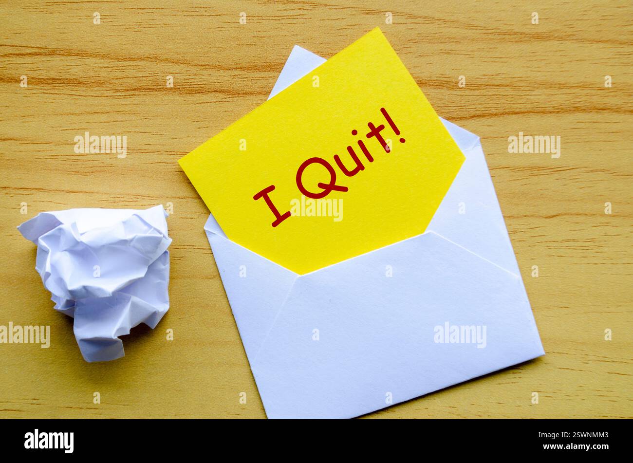 Resignation letter in an envelop with I Quit text. Resignation concept ...
