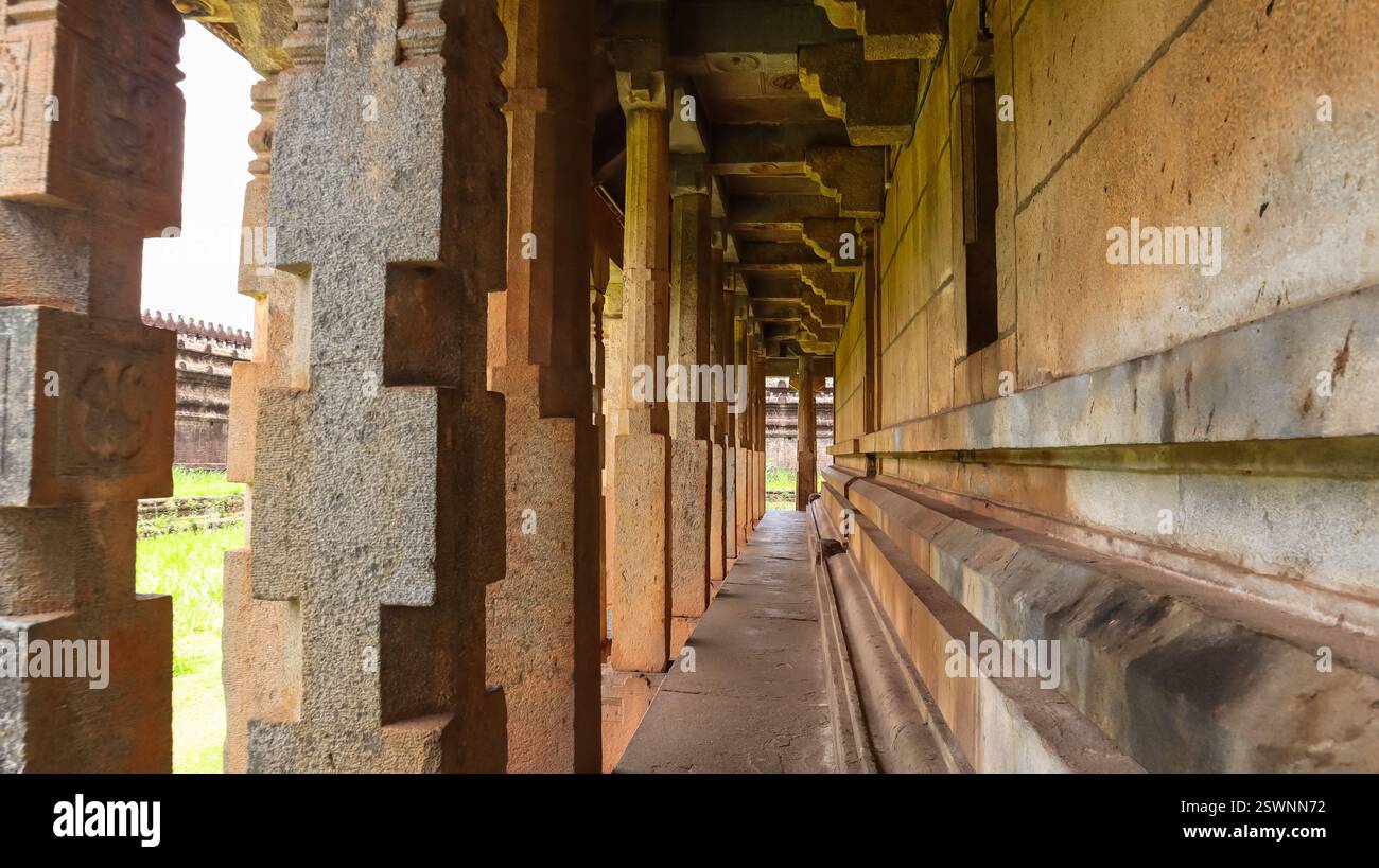 India, Karnataka, Mudbidri, View of Main Garbhagriha of Saavira Kambada ...