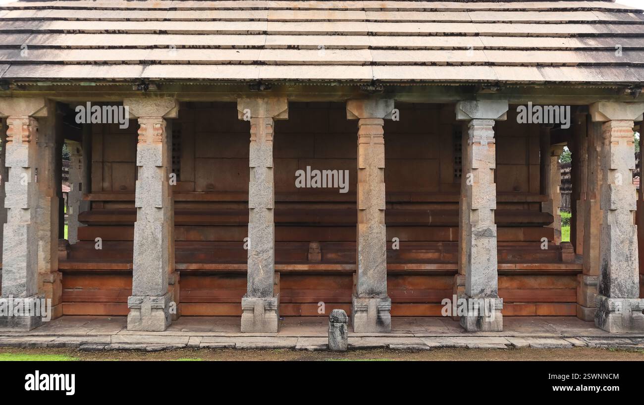 India, Karnataka, Mudbidri, View of Main Garbhagriha of Saavira Kambada ...