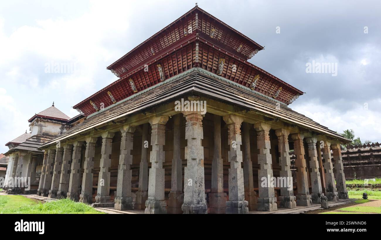 India, Karnataka, Mudbidri, View of Ancient 15th Century Saavira ...